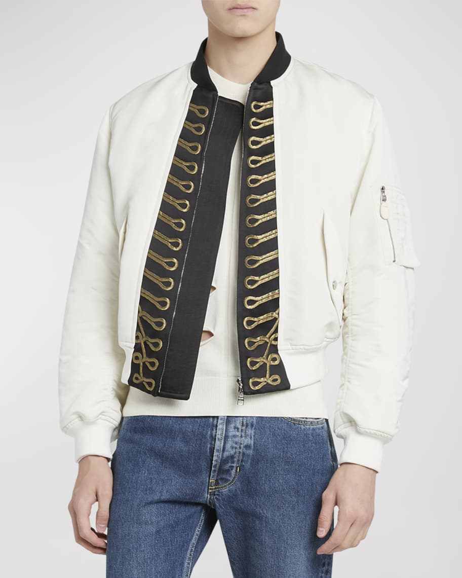 McQueen Men's Polyfaille Frogging Bomber Jacket | Neiman Marcus