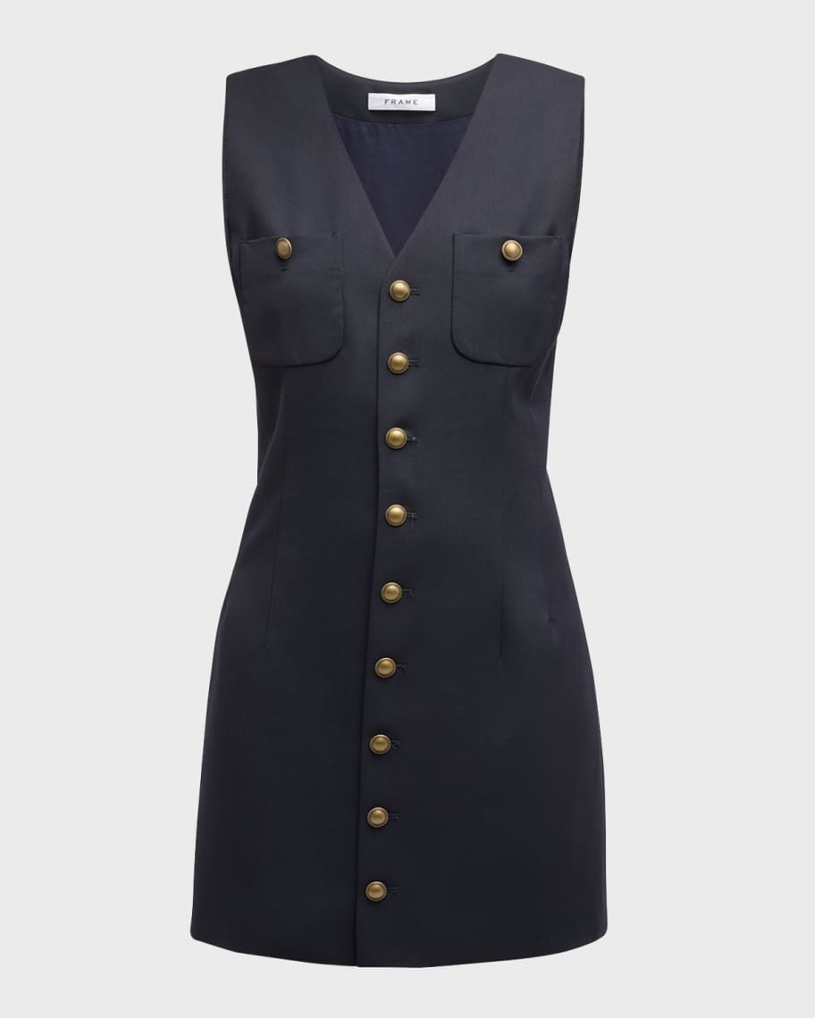 FRAME Tailored Button-Front Mini Dress | Neiman Marcus