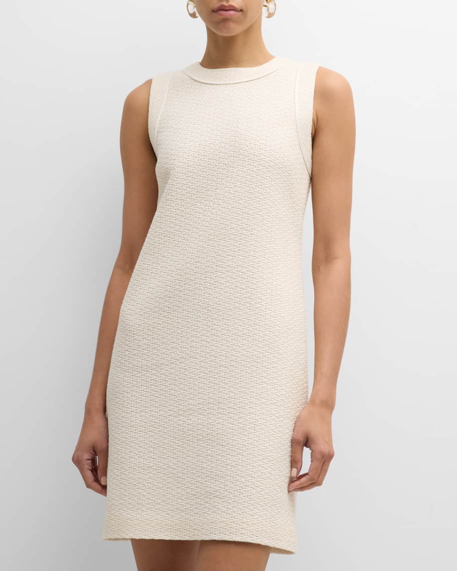 St. John Sleeveless Textured Open Weave Mini Dress | Neiman Marcus