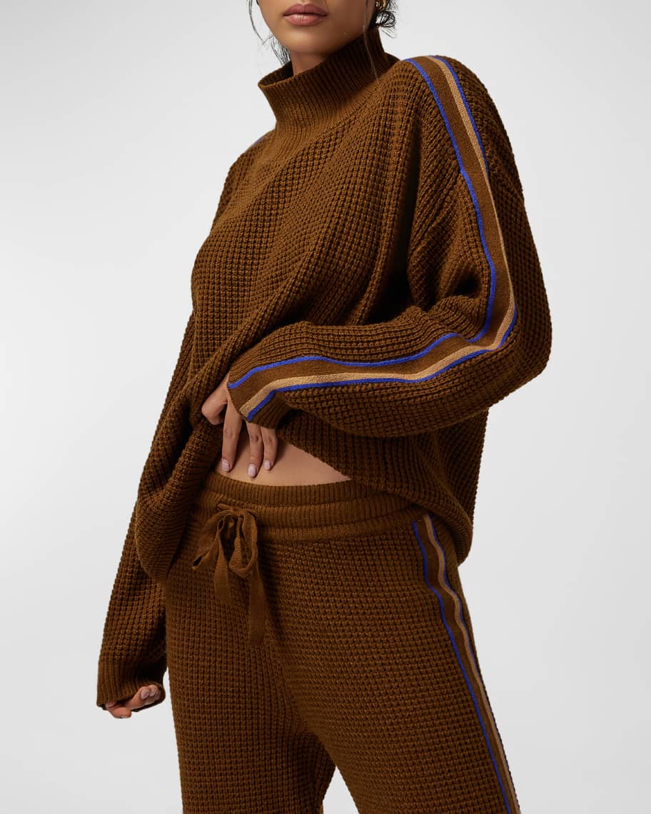 Spiritual Gangster Stripe Waffle Cressida Turtleneck | Neiman Marcus