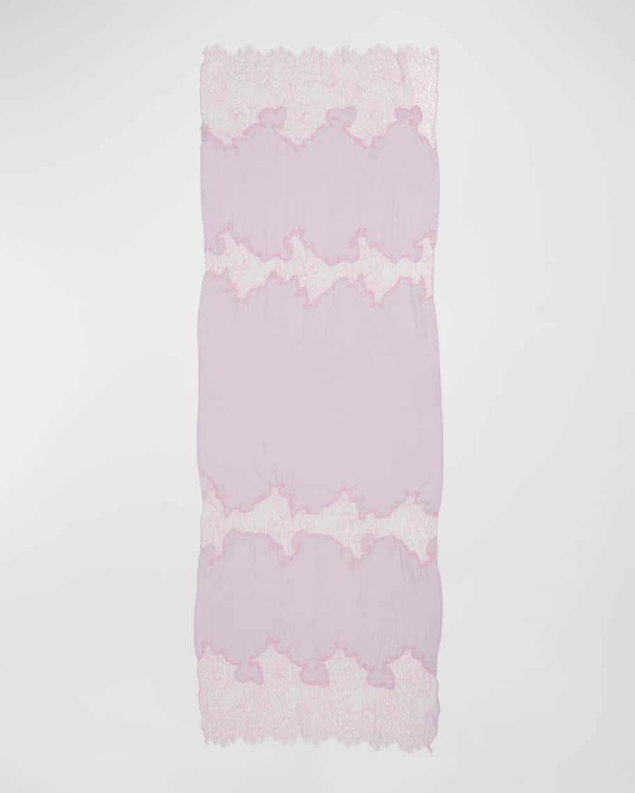 Bindya Accessories Pink Lace Cashmere & Silk Evening Wrap | Neiman Marcus