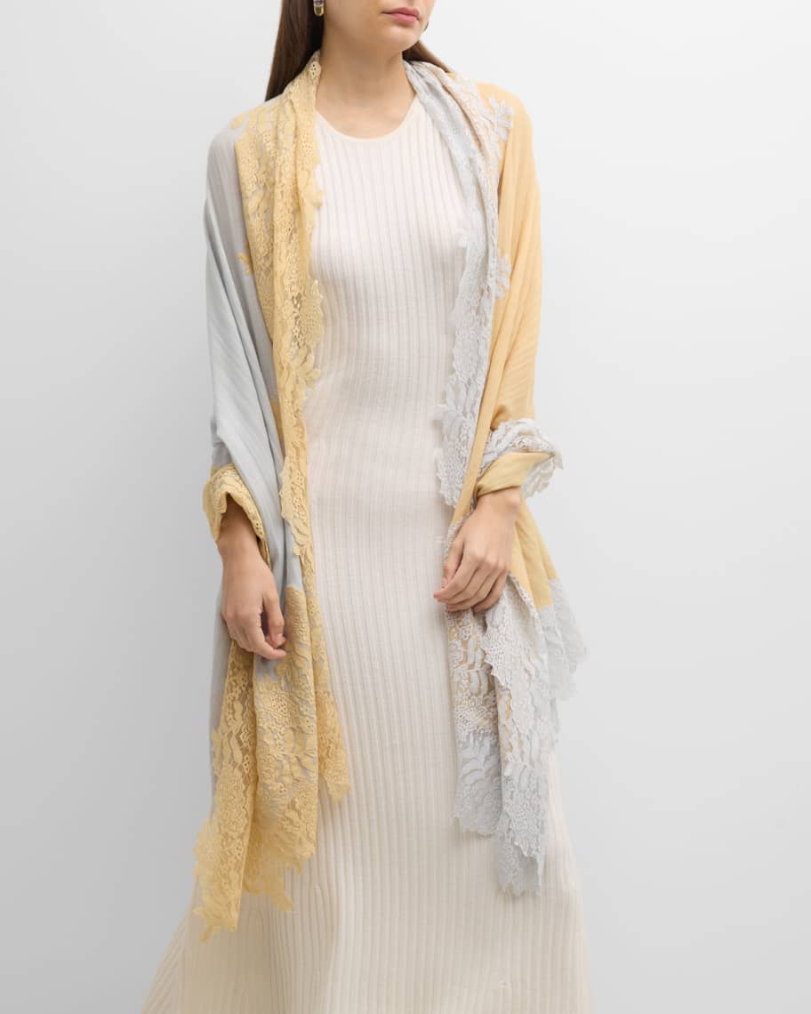 Bindya Accessories Two-Tone Lace Cashmere & Silk Evening Wrap | Neiman ...