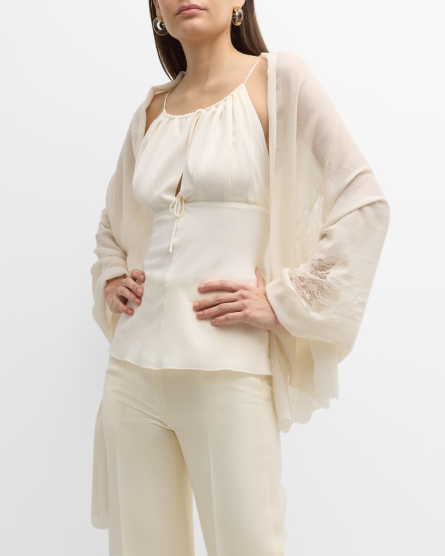 Bindya Accessories Sheer Lace Cashmere & Silk Evening Wrap | Neiman Marcus