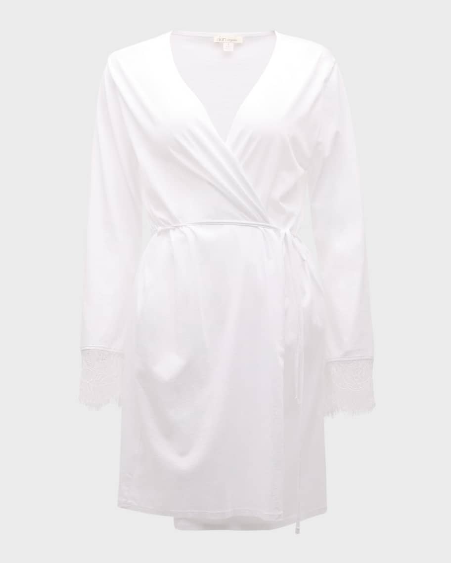 Skin Melissa Lace-Trim Cotton Robe | Neiman Marcus