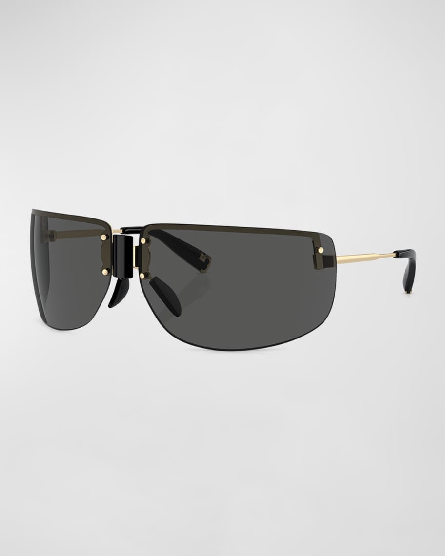 Tory Burch Half-Rimmed Metal Wrap Sunglasses | Neiman Marcus