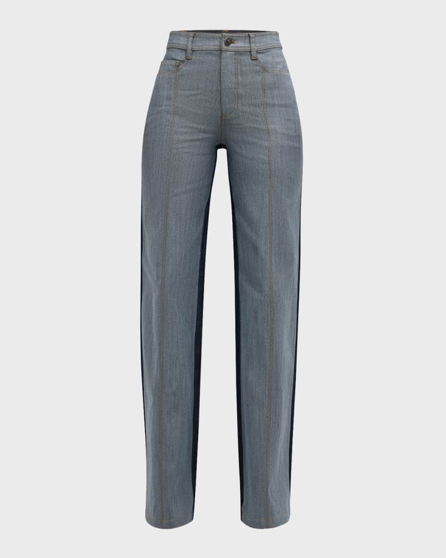Cinq a Sept Verona Two-Tone Wide-Leg Denim Pants | Neiman Marcus