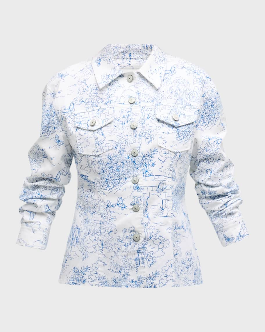 Cinq a Sept Canyon Garden Toile Scrunched-Sleeve Cotton Jacket | Neiman ...