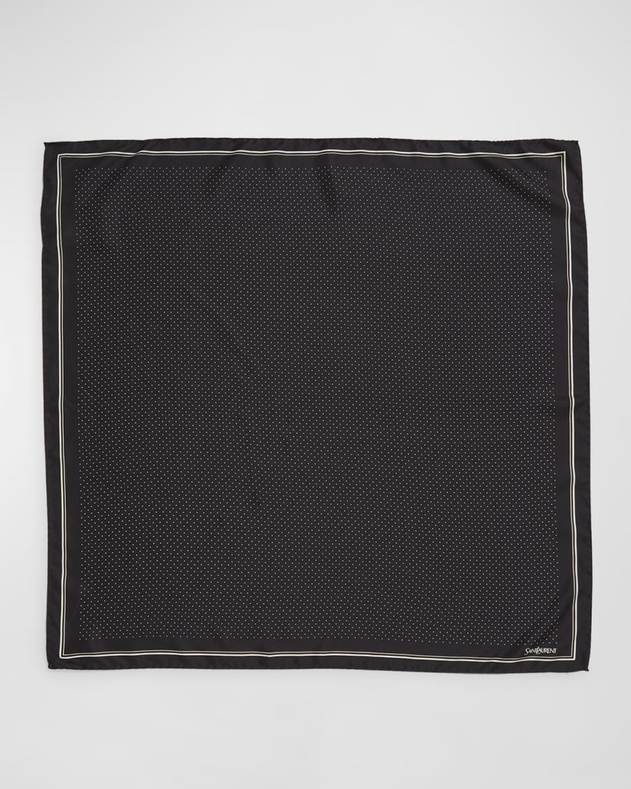 Saint Laurent Mini Polka-Dot Silk Square Scarf | Neiman Marcus