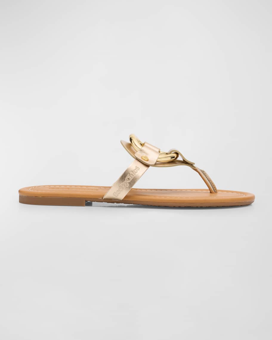See by Chloe Hana Metallic Ring Thong Sandals | Neiman Marcus