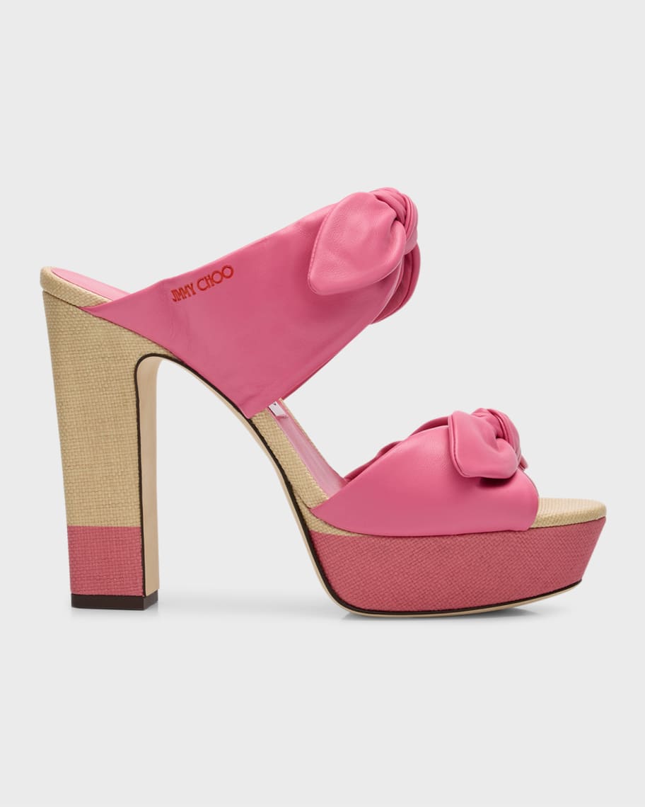 Jimmy Choo Rua Knotted Bow Platform Slide Sandals Neiman Marcus