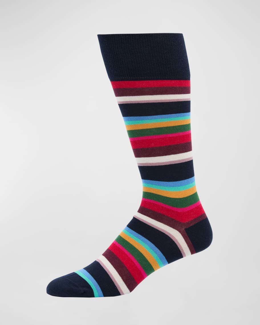 Paul Smith Men's Franklin Stripe Crew Socks | Neiman Marcus