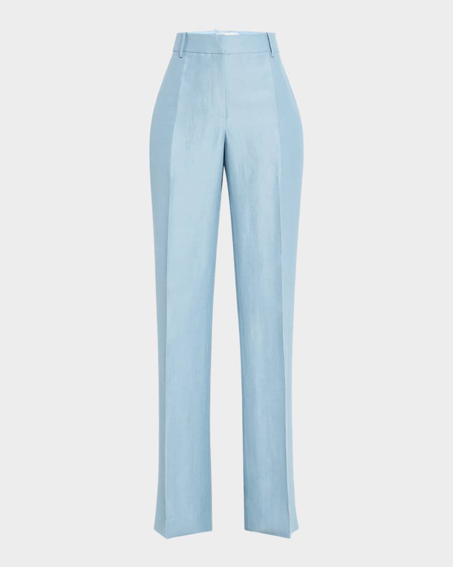 Lafayette 148 New York Gates High-Rise Straight-Leg Linen-Blend Pants ...