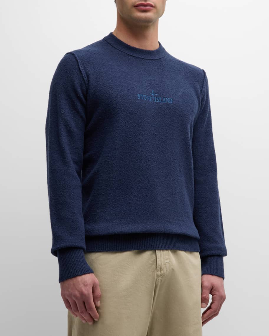 Stone Island Men's Gauzed Cotton-Blend Logo Sweater | Neiman Marcus