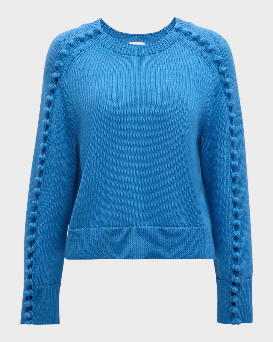 Lafayette 148 New York Button-Sleeve Crewneck Sweater | Neiman Marcus