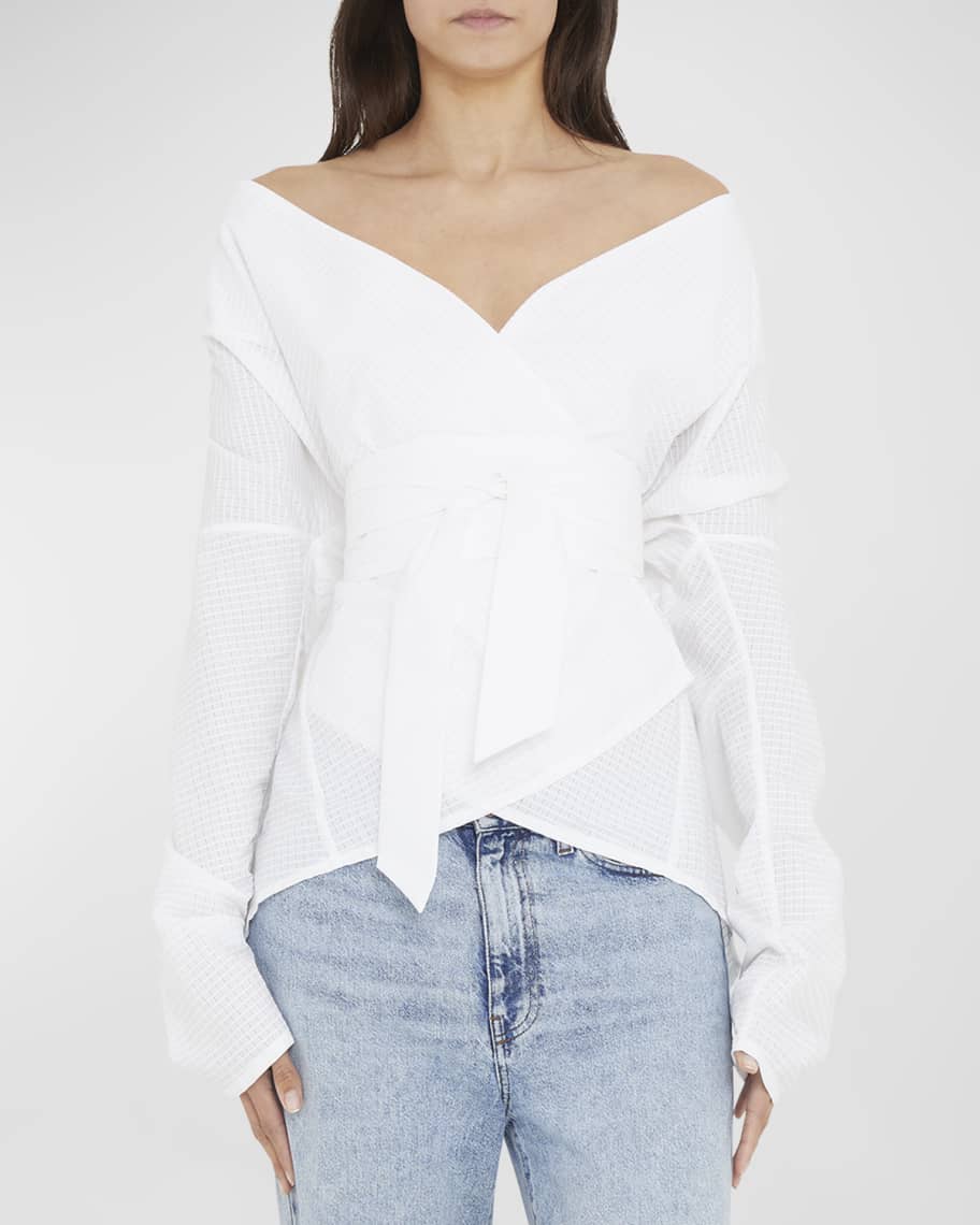 Tove Arya Long-Sleeve Tie-Waist Top | Neiman Marcus