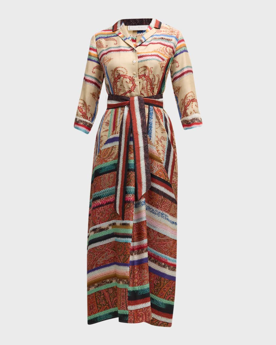 Pierre-Louis Mascia Paisley-Print Silk Maxi Shirtdress | Neiman Marcus