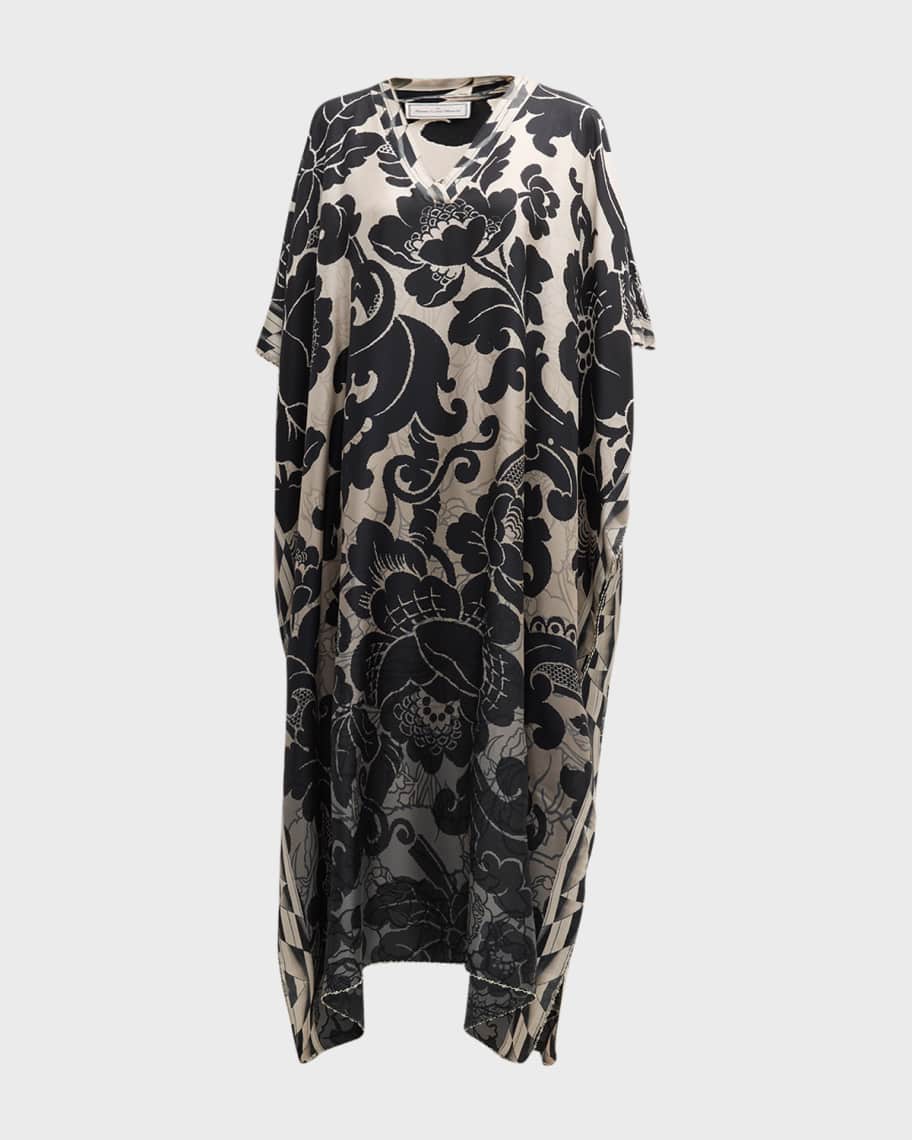 Pierre-Louis Mascia Floral-Print Handkerchief Silk Kaftan | Neiman Marcus