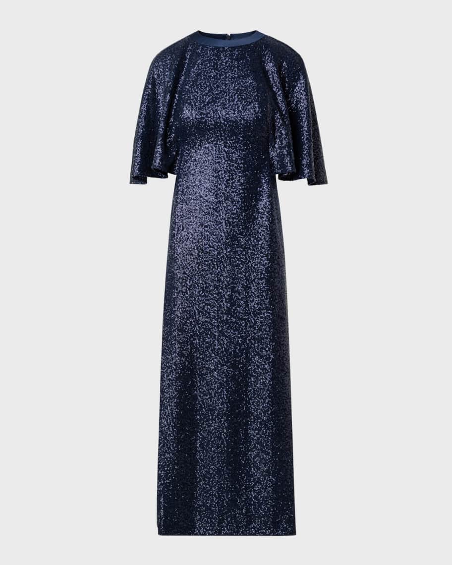 Akris Sequin Jersey Cape Dress | Neiman Marcus