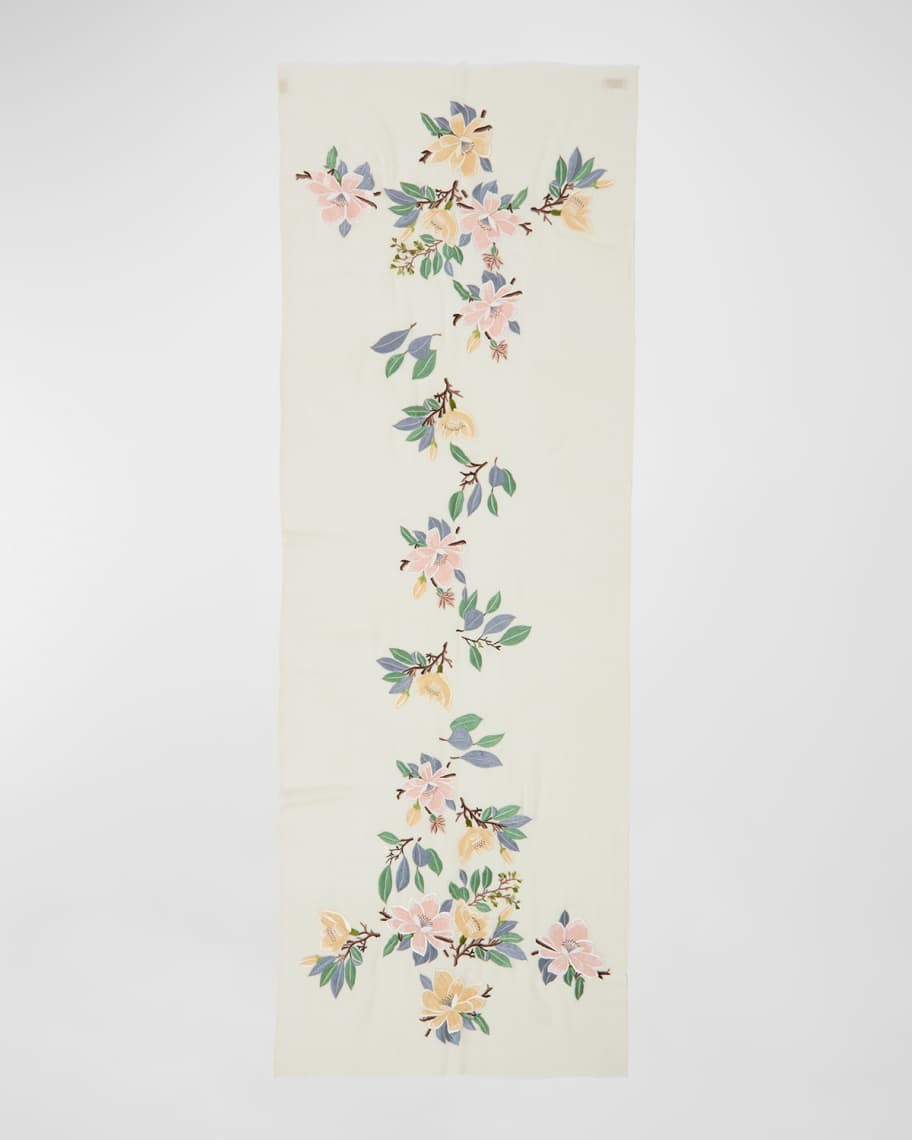 Janavi Magnolia Branch Cashmere & Silk Scarf | Neiman Marcus