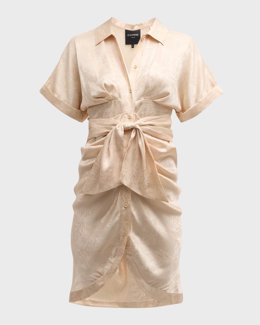 Le Superbe Mini Miko Draped Short-Sleeve Shirtdress | Neiman Marcus