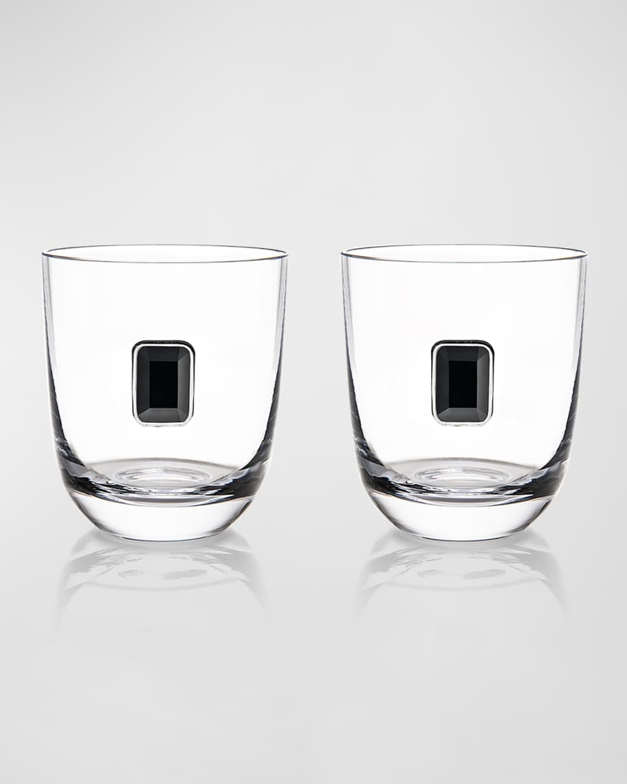 ANNA New York Luna Elevo Double Old-Fashioned Obsidian Glasses, Set of ...