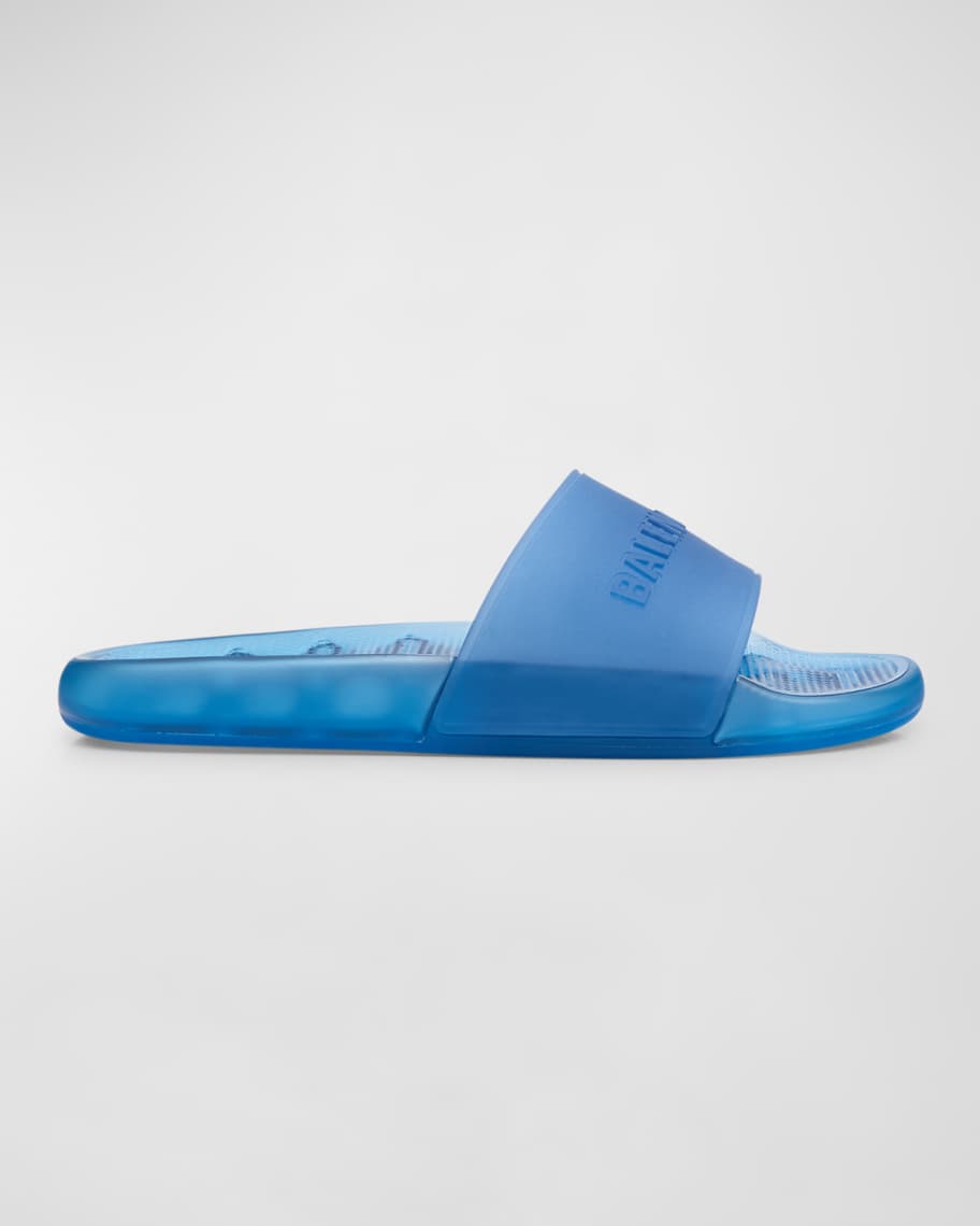 Balenciaga Men's Transparent Pool Slide Sandals | Neiman Marcus