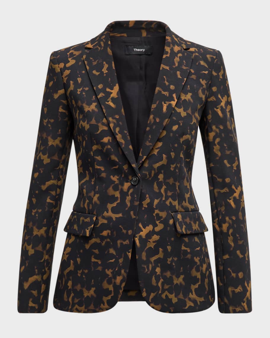 Theory Staple Tortoise-Print Slim Crepe Blazer | Neiman Marcus