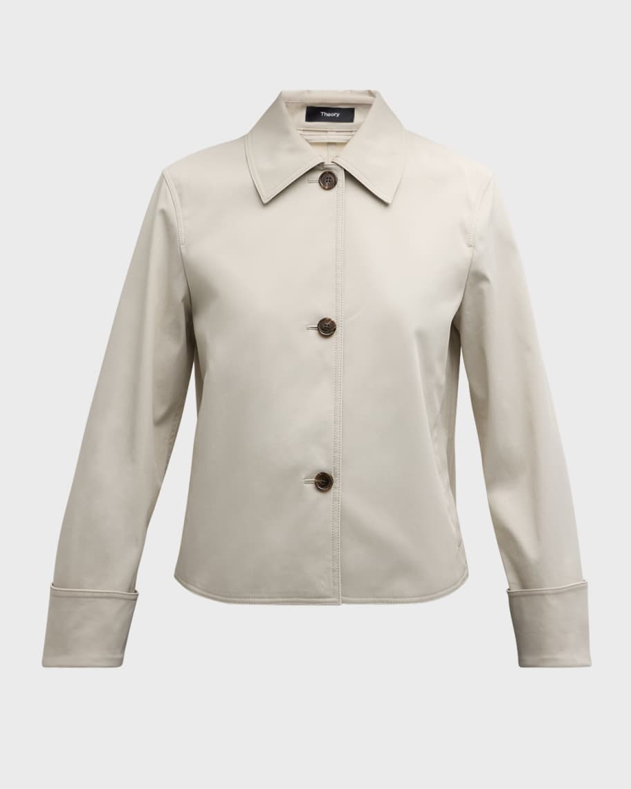 Theory Cropped Wide-Cuff Trench Jacket | Neiman Marcus