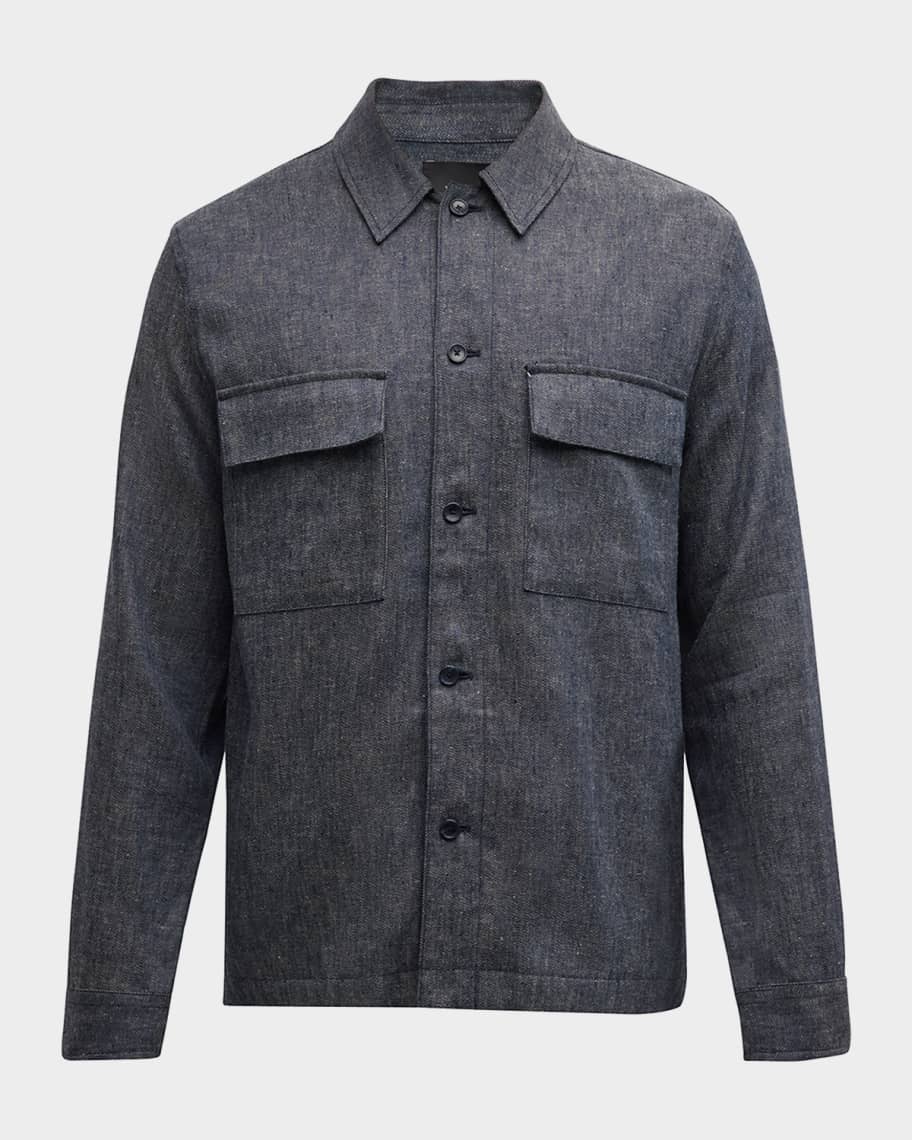 Vince Men's Linen-Cotton Twill Overshirt | Neiman Marcus