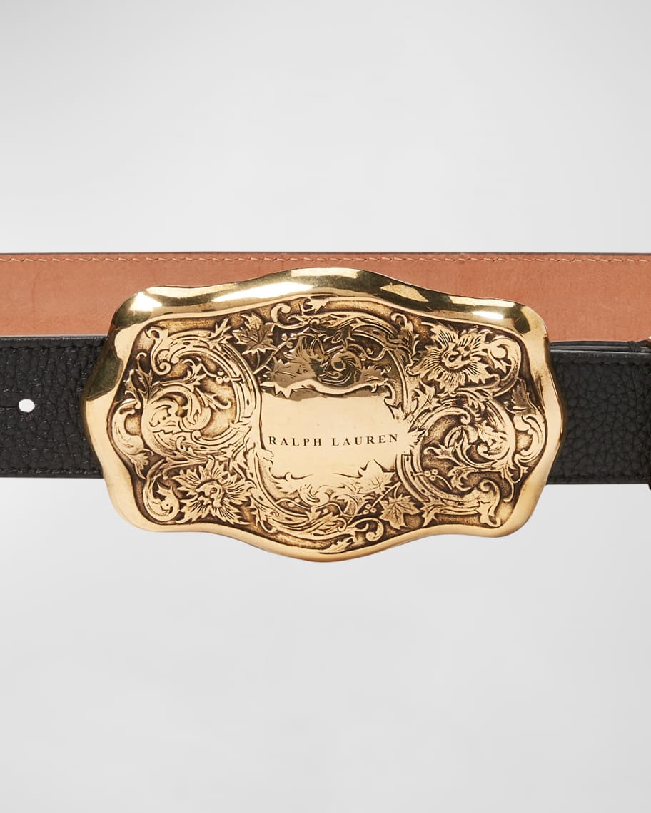 Ralph Lauren Collection RL Western Pebbled Leather Belt | Neiman Marcus