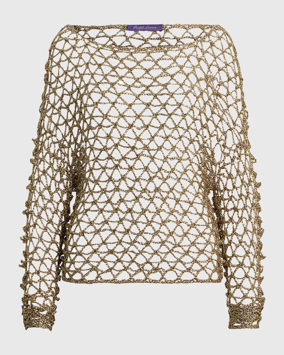 Ralph Lauren Collection Metallic Hand-Crocheted Boatneck Sweater ...