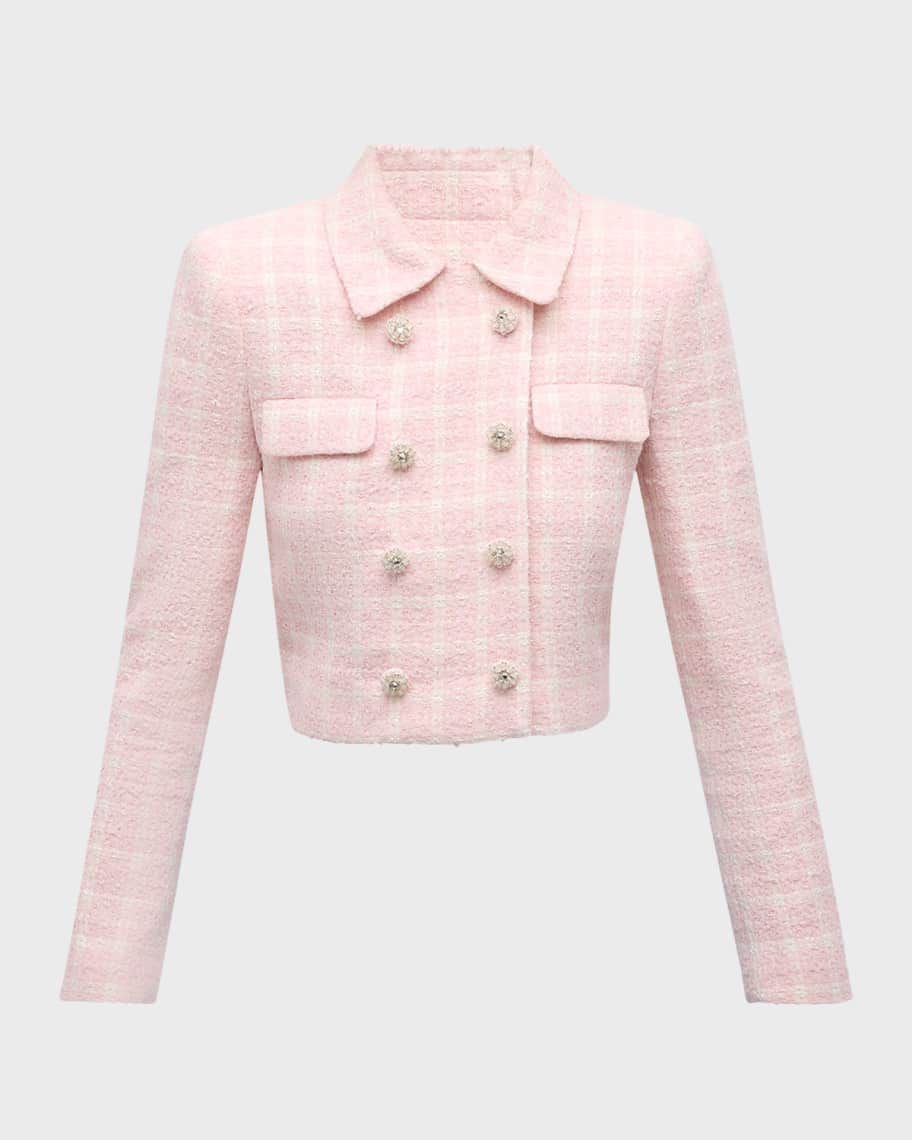 Self-Portrait Cropped Double-Breasted Bouclé Jacket | Neiman Marcus