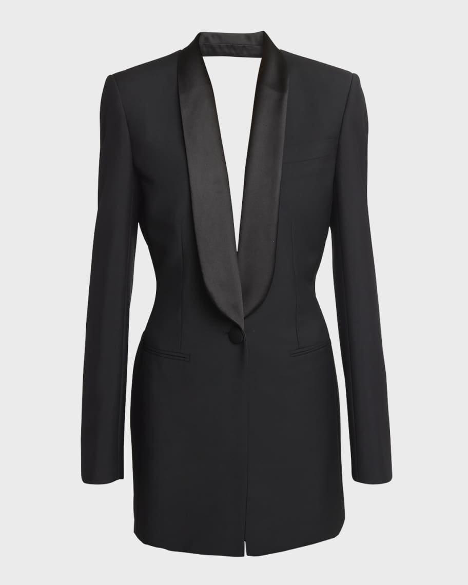 Givenchy Open Draped-Back Wool Jacket | Neiman Marcus