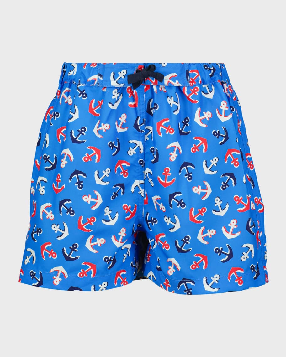 Rachel Riley Boy's Anchor-Print Swim Trunks, Size 2-10 | Neiman Marcus