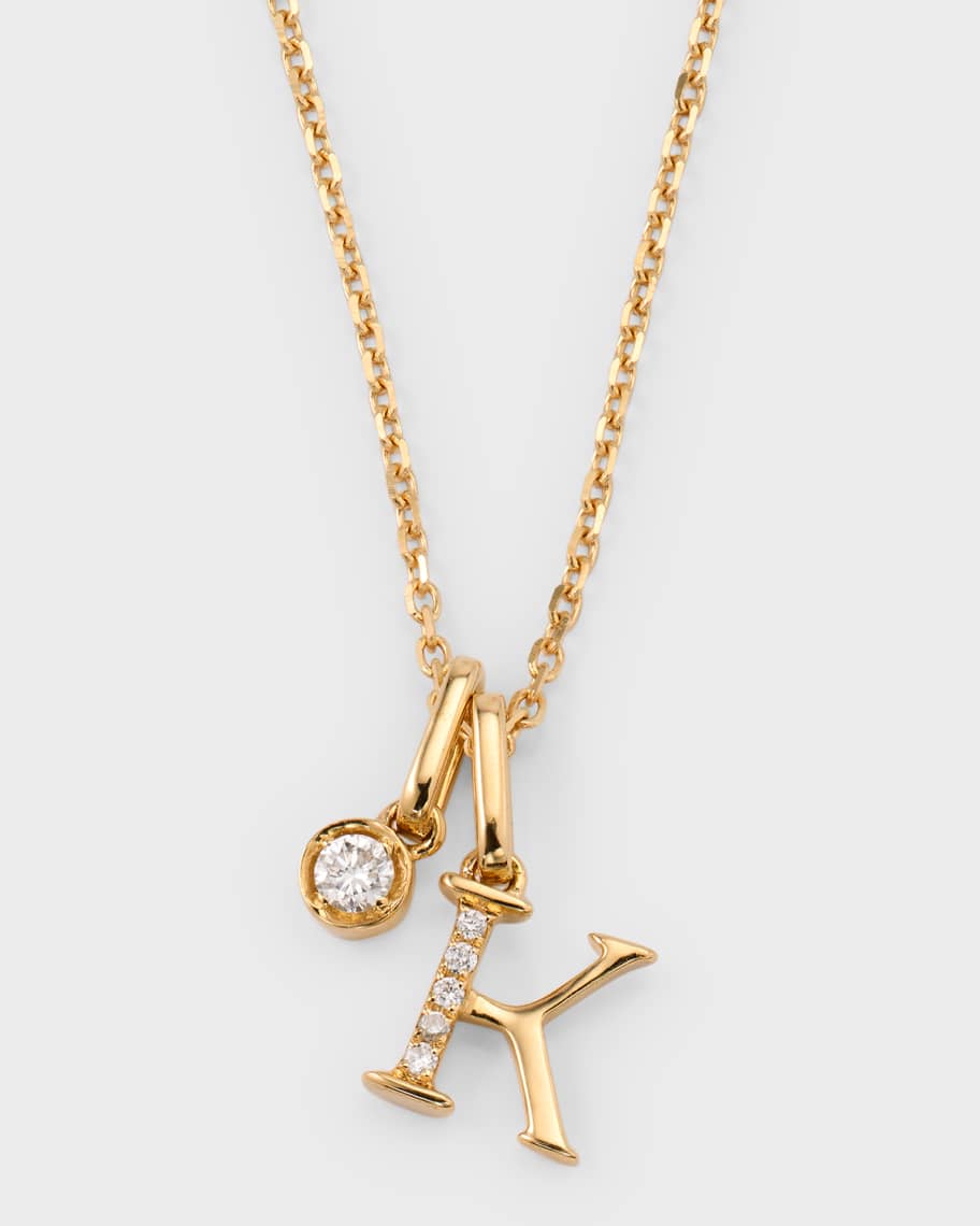 Frederic Sage 18K Yellow Gold Initial K Diamond Pendant Necklace, 18"L ...