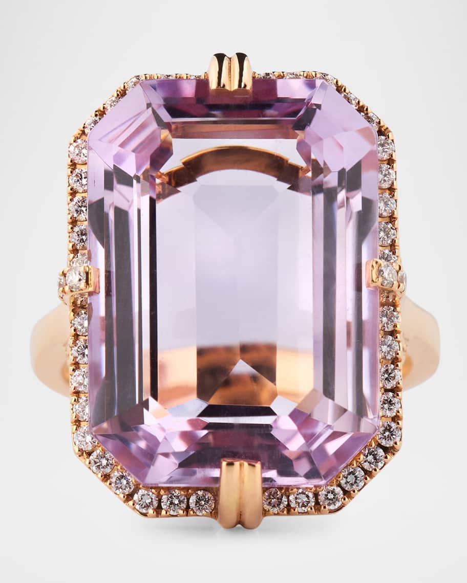 Goshwara Gossip Lavender Amethyst Emerald Cut Ring with Diamond in 18K ...