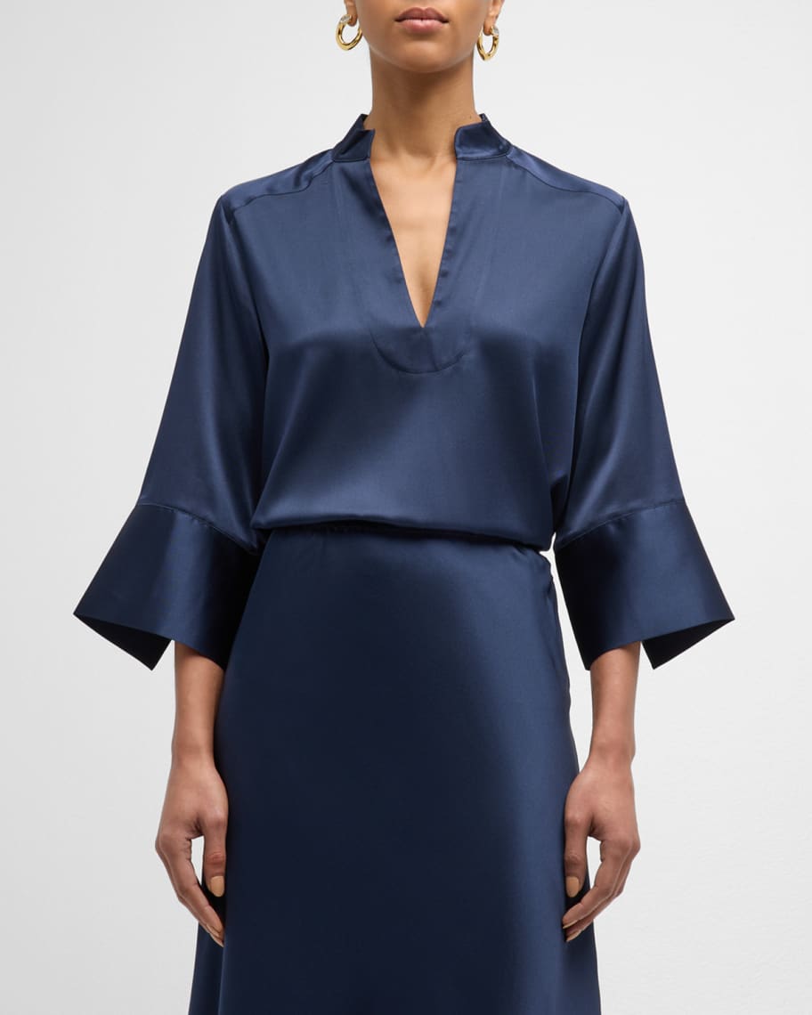 Dea Kudibal Lysanna Split-Cuff Silk Twill Blouse | Neiman Marcus