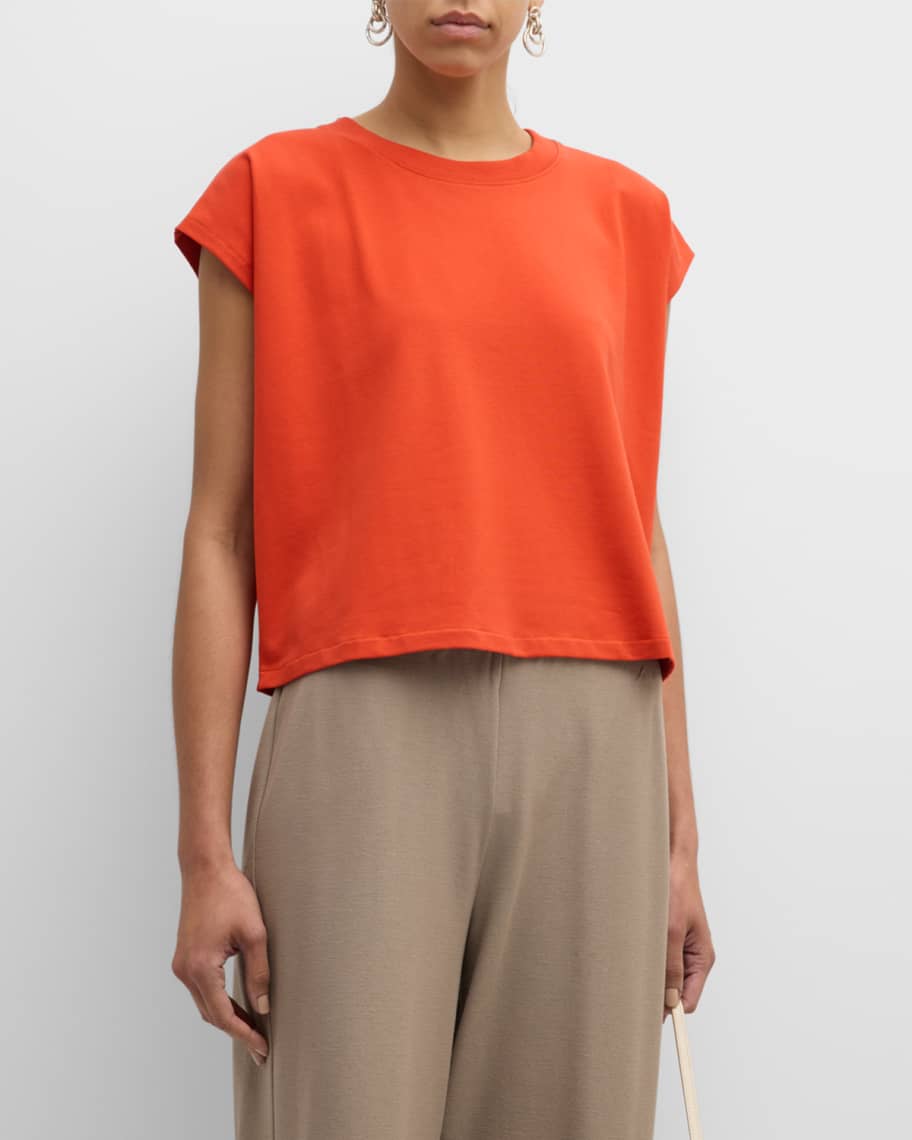 Eileen Fisher Cap-Sleeve Organic Cotton Jersey Shell | Neiman Marcus