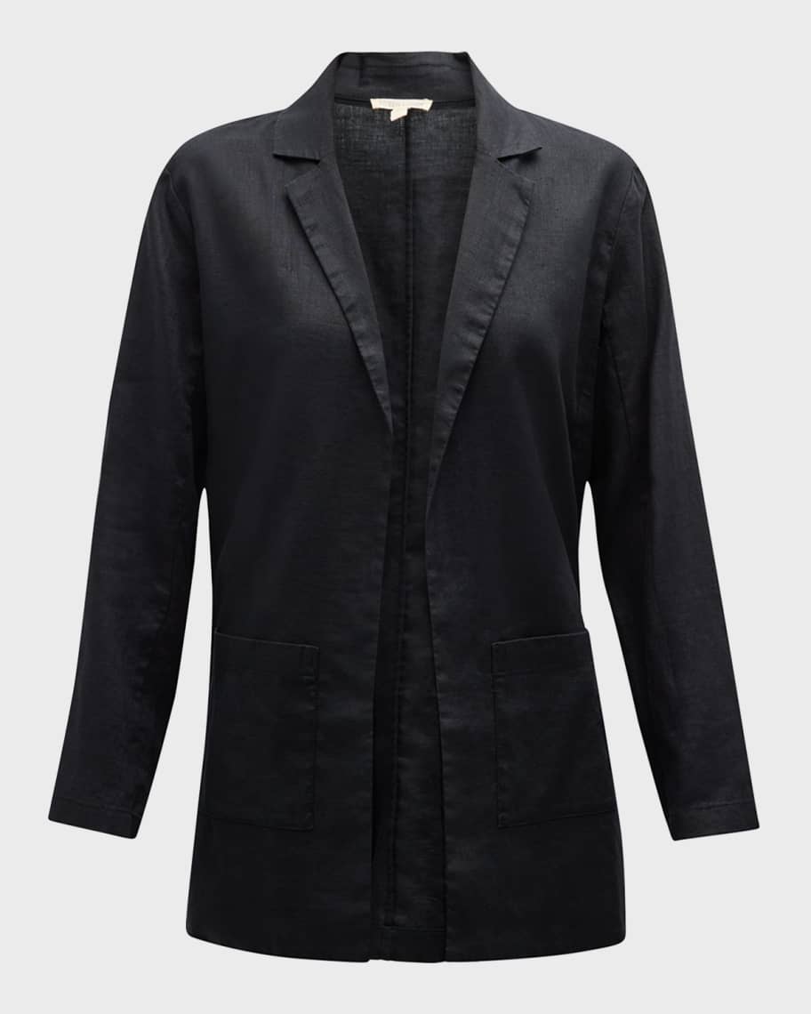 Eileen Fisher Open-Front Organic Linen Blazer | Neiman Marcus