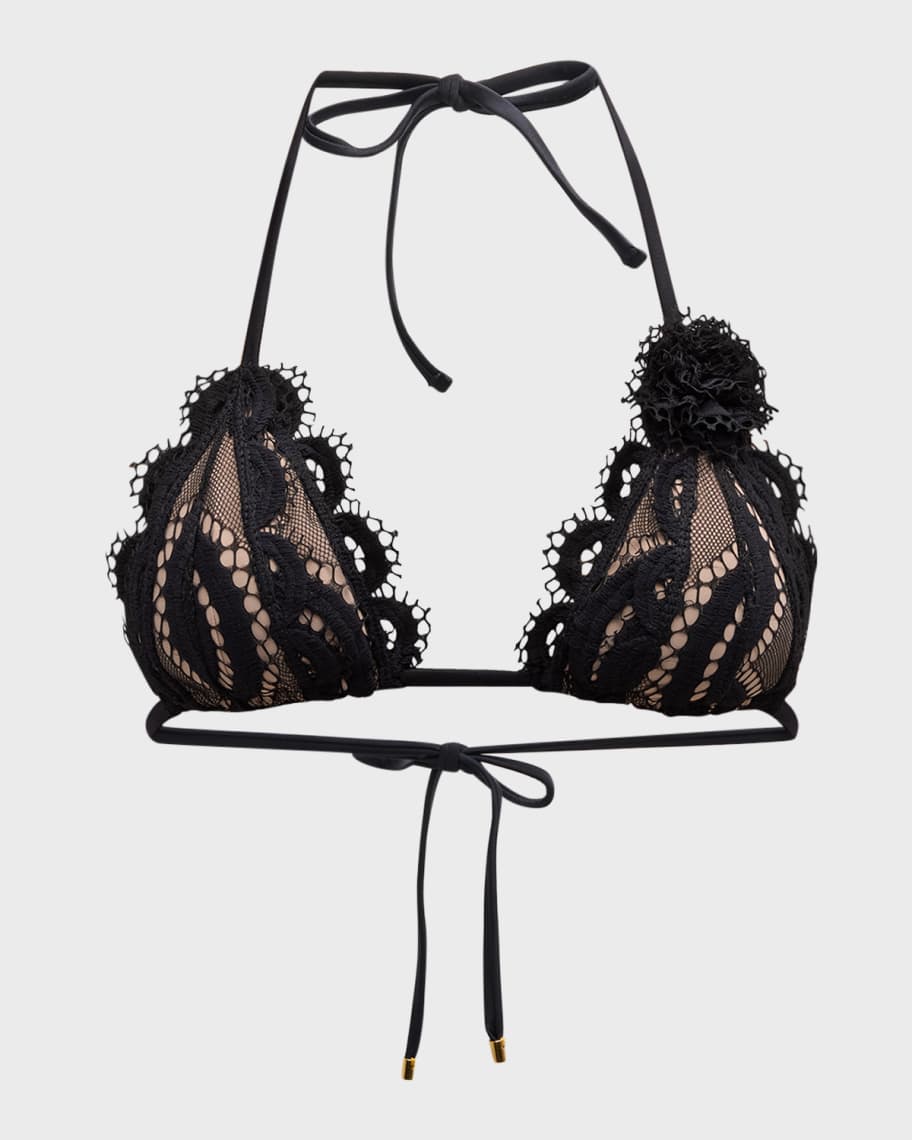 PQ Swim Rosette Lace Triangle Bikini Top | Neiman Marcus