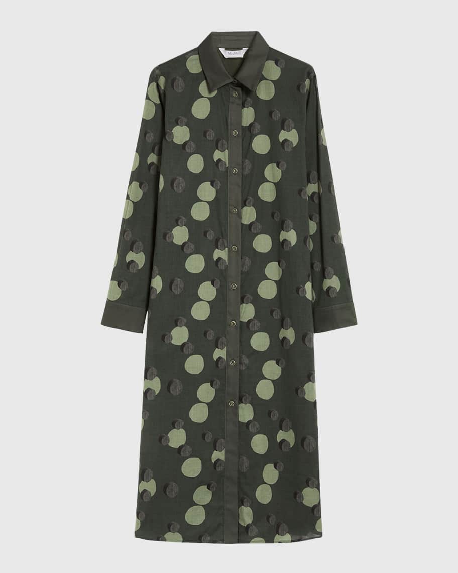 Max Mara Leisure Vigile Geometric-Print Cotton Midi Shirtdress | Neiman ...