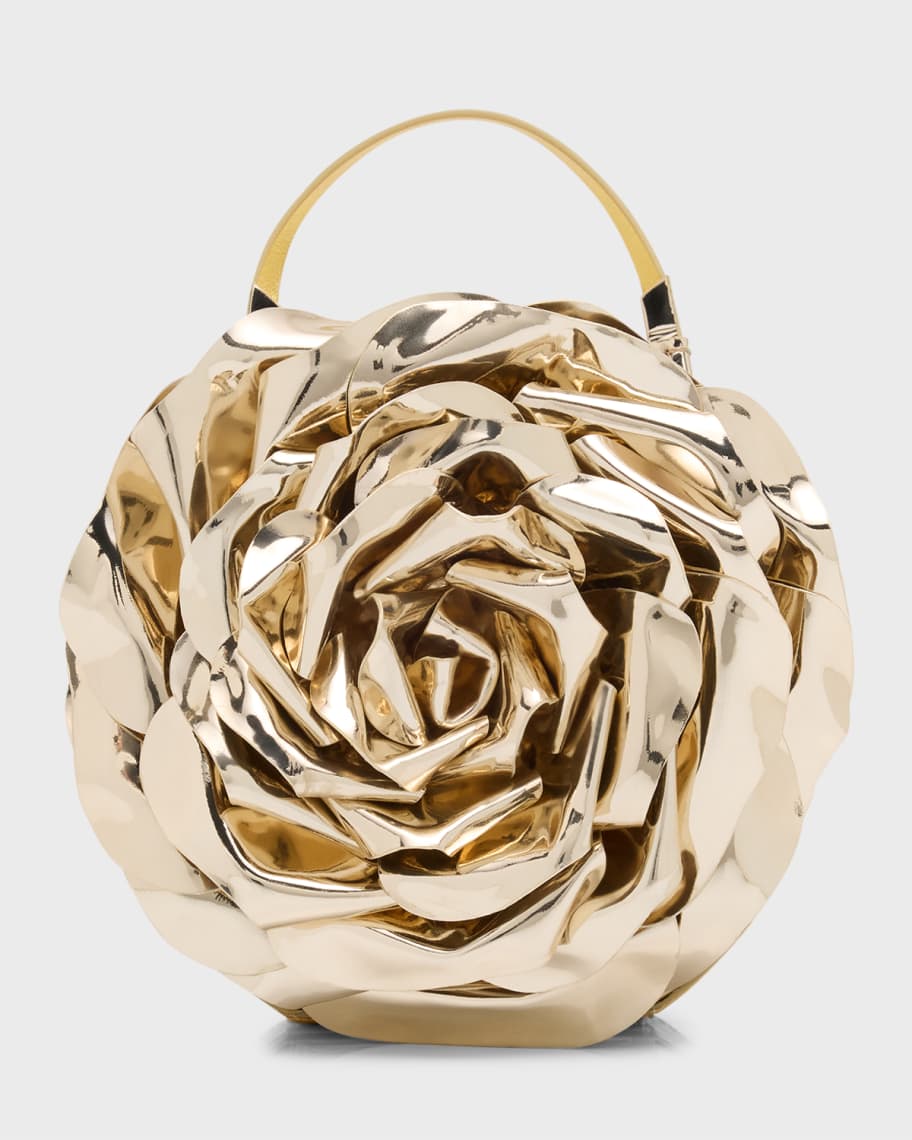 Balmain Rose Minaudiere in Reflective Leather | Neiman Marcus