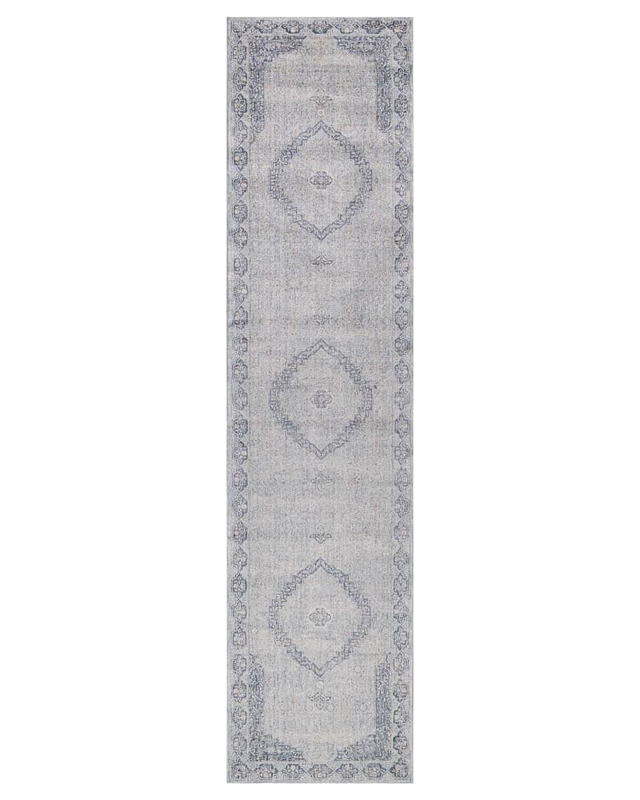 Exquisite Rugs Heritage Power-Loomed Blue & Gray Runner, 3' X 12 ...