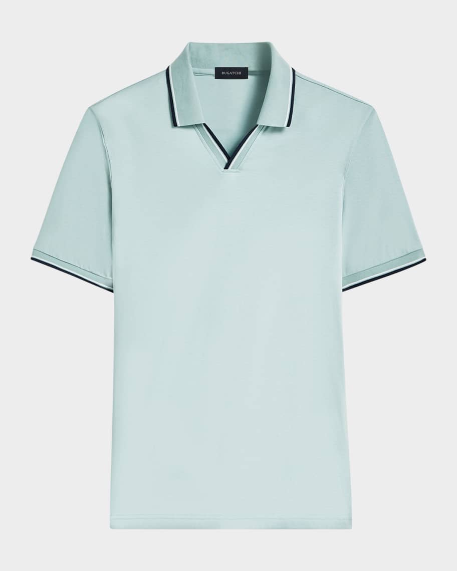 Bugatchi Men's Polo Shirt with Johnny Collar | Neiman Marcus