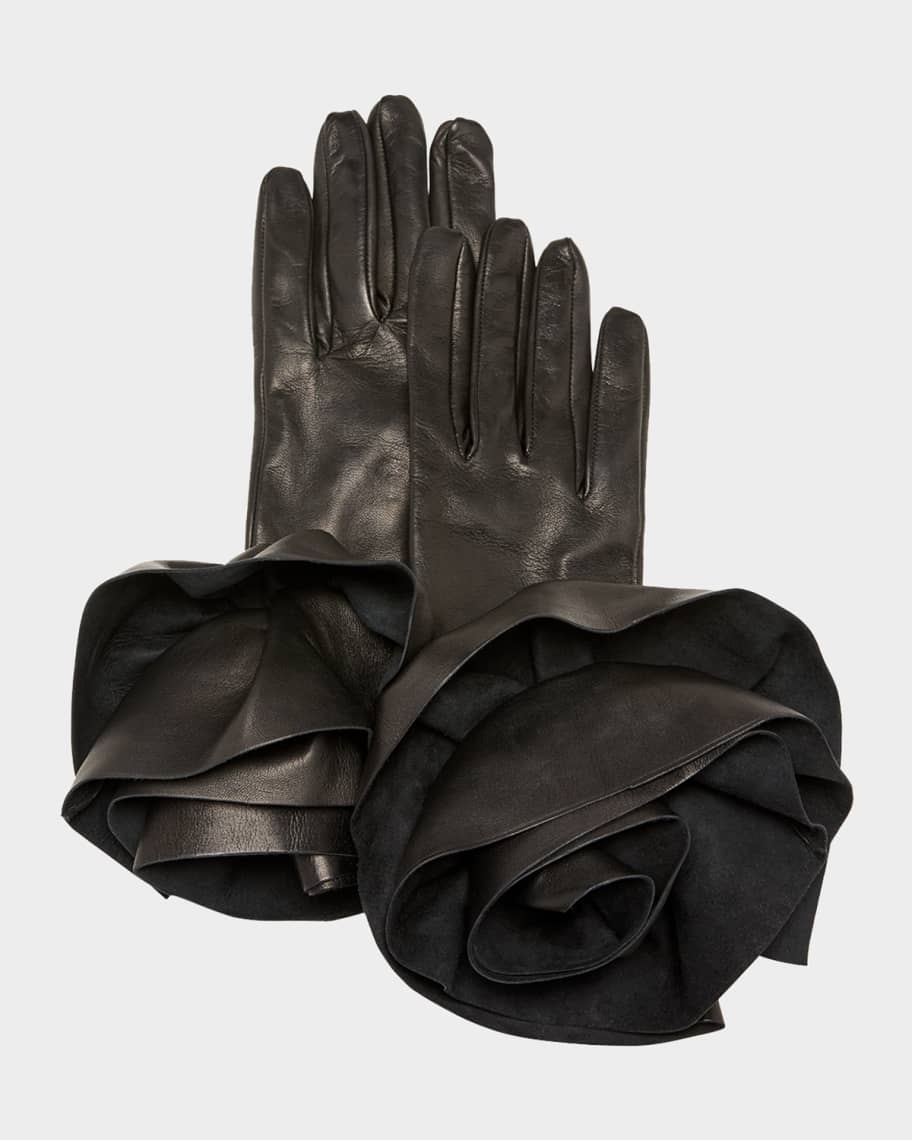 Paula Rowan Peony Rose Leather Gloves | Neiman Marcus