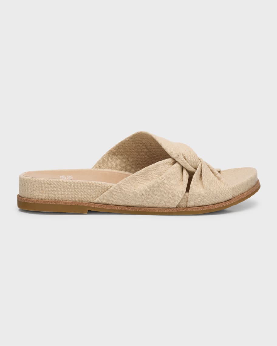 Eileen Fisher Dello Linen Twisted Slide Sandals | Neiman Marcus