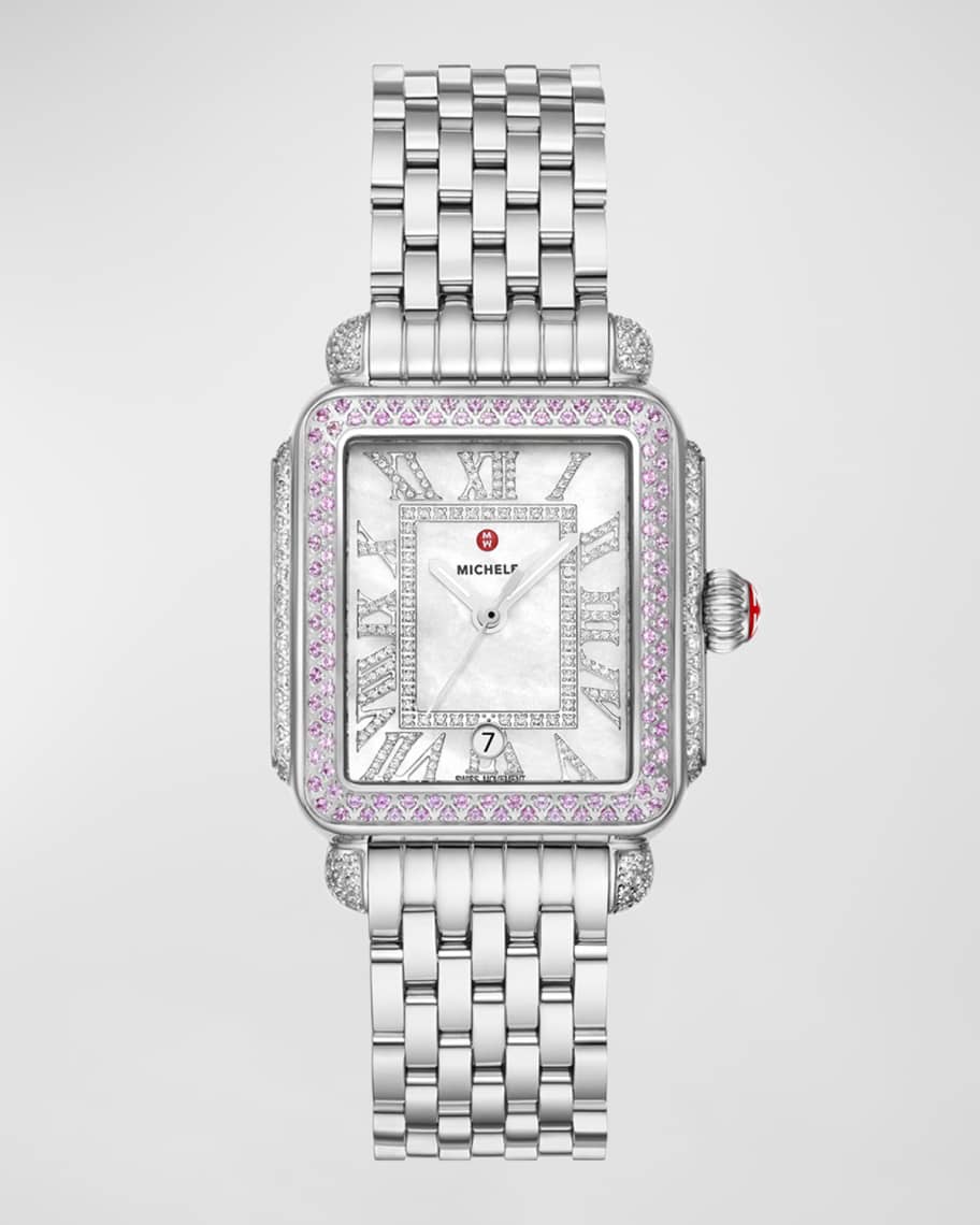 MICHELE Limited Edition Deco Madison Pink Sapphire Watch | Neiman Marcus