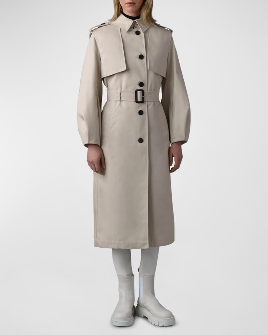 Mackage Alia Balloon-Sleeve Long Trench Coat | Neiman Marcus