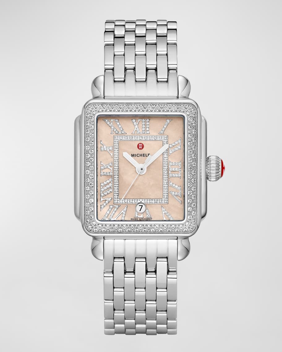 MICHELE Deco Madison Diamond Watch, Apricot | Neiman Marcus