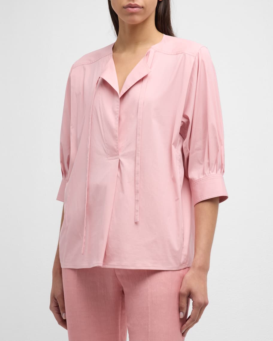 CALLAS Milano Luna Blouse with Pleated Details | Neiman Marcus